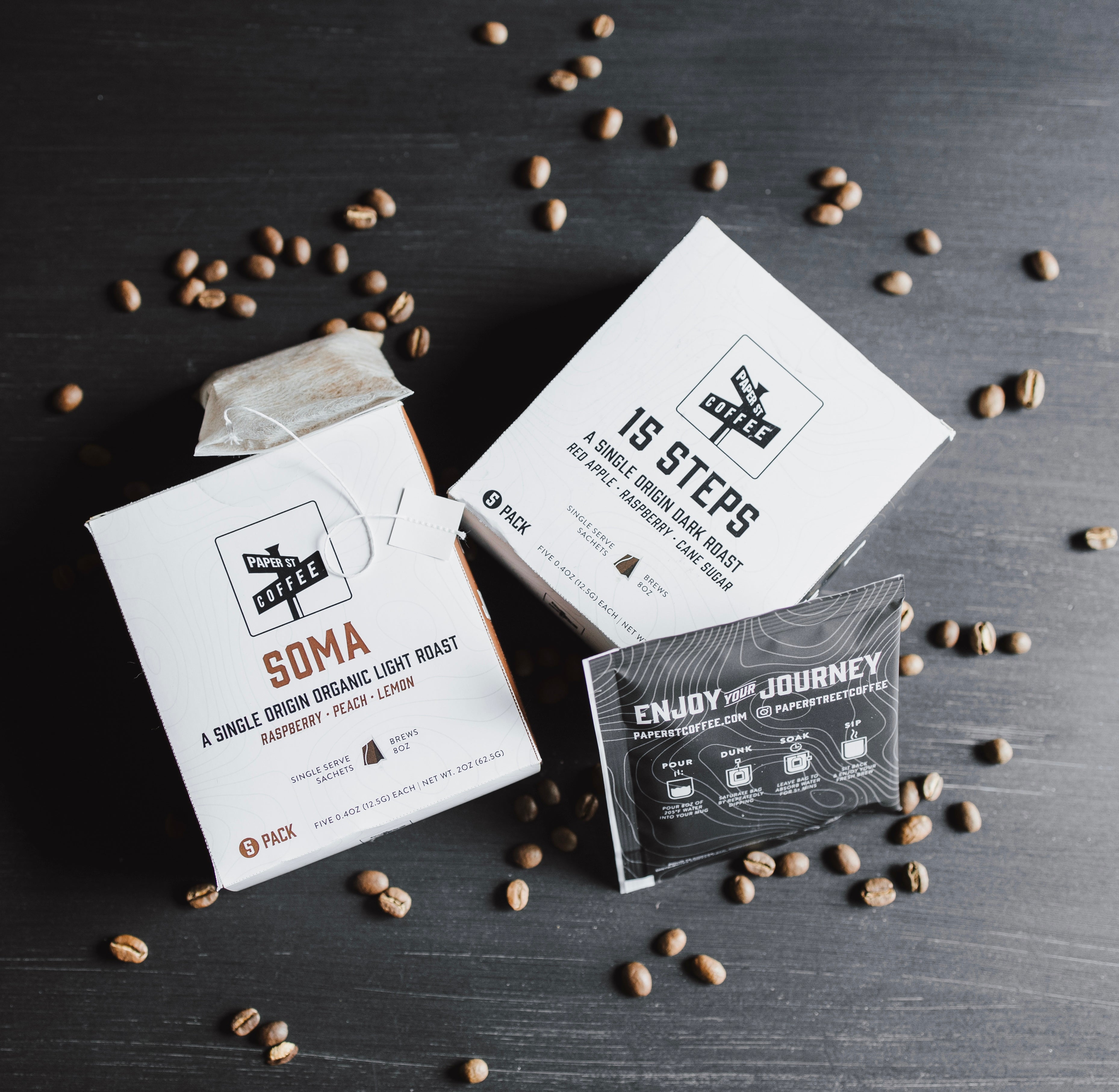 On a plane and when you train : Paper Street Coffee Sachet Packs